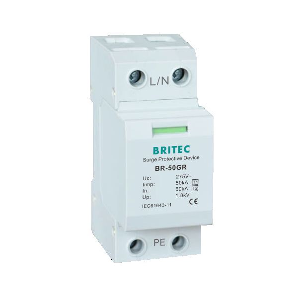 Quality BR-50GR 1P 50kA Type 1 Surge Protective Device Ac Din Rail Surge Arrester SPD for sale