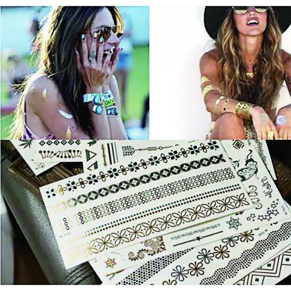 Quality Gold Metallic Matte Lamination Body Tattoo Sticker for sale