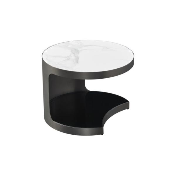 Quality Brushed Titanium Round Nordic Coffee Table Ceramic Top Sophisticated for sale