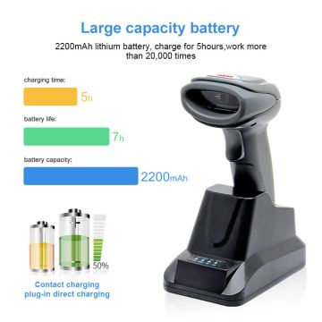 Quality Bluetooth Wireless Barcode Scanner 1D 2D QR Code With Smart Charging Base Cradle for sale