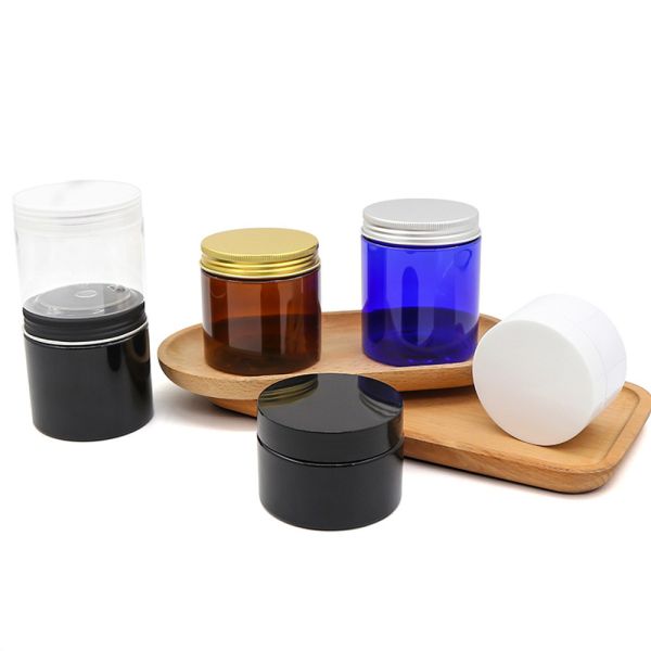 Quality Medical Airless Empty Plastic PET Jar Cosmetic Glass Jar With Metal Lid for sale