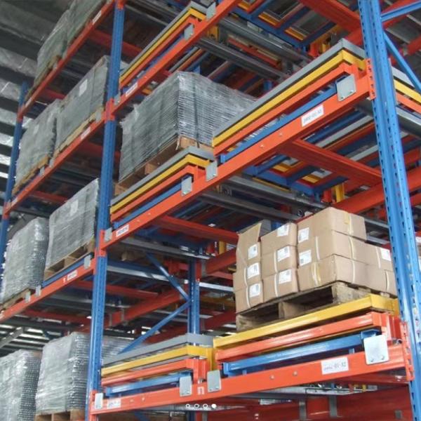 Quality 1000kg Push Back Roller Racking Press In Shelving Push Back Pallet Rack System for sale