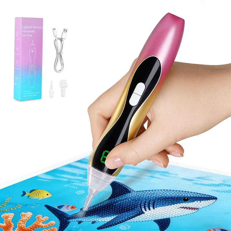 Quality Factory Direct Diamond Painting Supplies Adjustable Suction LED Light 600mAh Cordless Lighted Electric Diamond Art Pen for sale