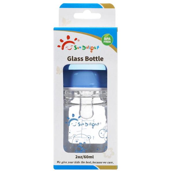 Quality 110-150℃ 60ml 2oz Liquid Silicone Glass Baby Feeding Bottles for sale