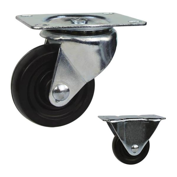 Quality Black 4 Inch 176lbs Loading Low Profile Rubber Casters for sale