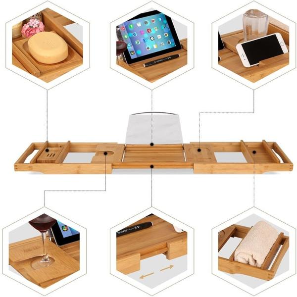 Quality Expandable Bamboo Bathtub Caddy Tray Customized 108.5x22.5x4.5cm for sale