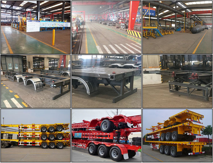 60T Capacity 40ft ISO Flatbed Semi Truck Trailer with 3 Heavy Axles