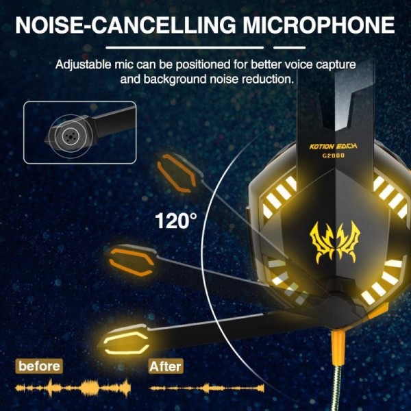 Quality KOTION EACH G2000 100mA 2.2kohm Deep Bass Gaming Headset for sale