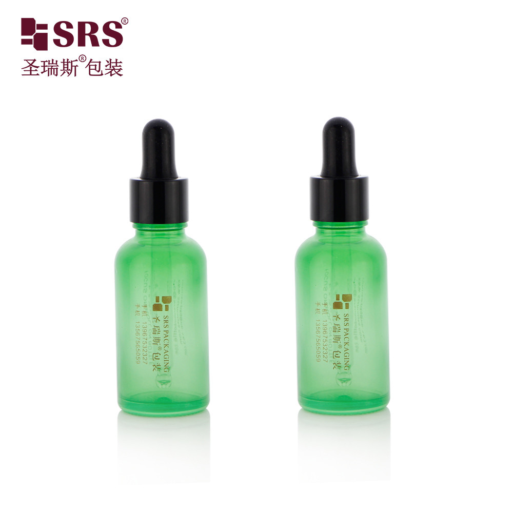 Quality D001-50ml Eco Friendly Empty Green Coating Dropper Bottle Glass Container With for sale