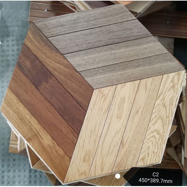 Quality Hexagon Wood Engineered Parquet Flooring With Different Styles And Mixed Woods for sale