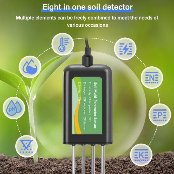 Quality Smart 8-in-1 Soil NPK EC PH Temperature Moisture Sensor USB Multi-Parameter for sale
