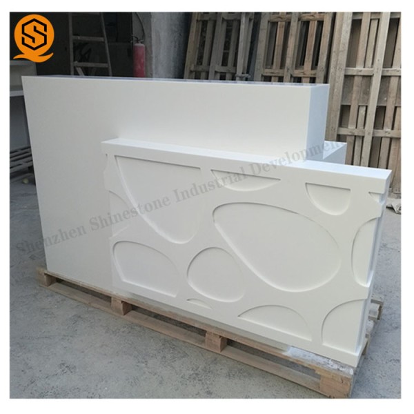 Quality OEM ODM White Solid Surface Reception Desk With Led Light for sale