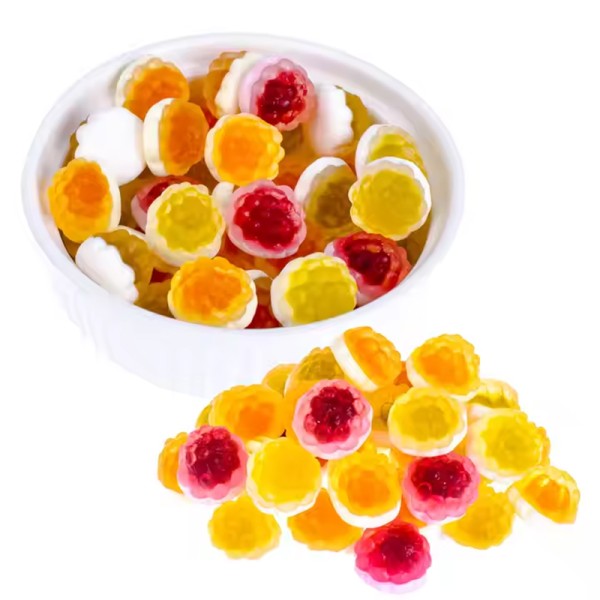 Quality Mini 3D 4D Jelly Candy Gummies Mix Fruit Shape Jam Filled Bulk for sale