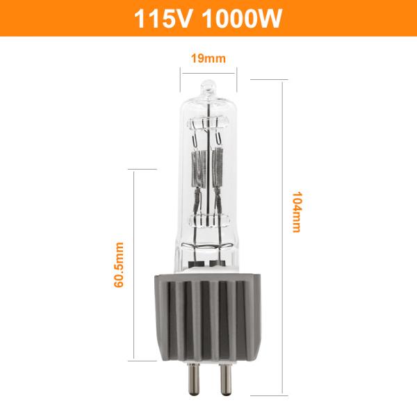 Quality 115V 1000W Quartz Tungsten Halogen Lamp Stage Lighting Replacement Bulbs for sale