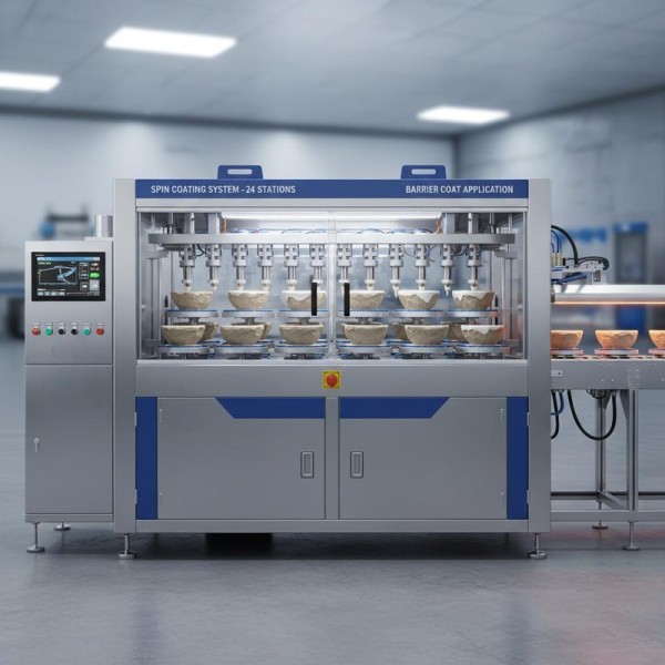 Quality 24-station Spin Coating Machine For Pulp Molding Fiber With Barrier Coat for sale