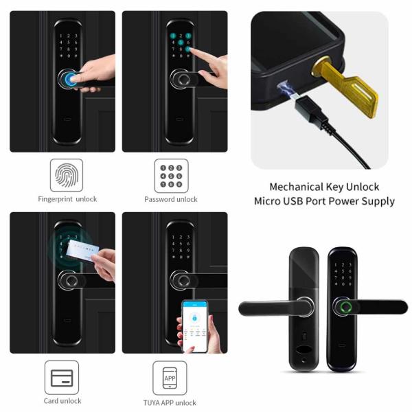 Quality Biometric Fingerprint Keypad Keyless Door Lock Smart Home Tuya APP Wifi for sale