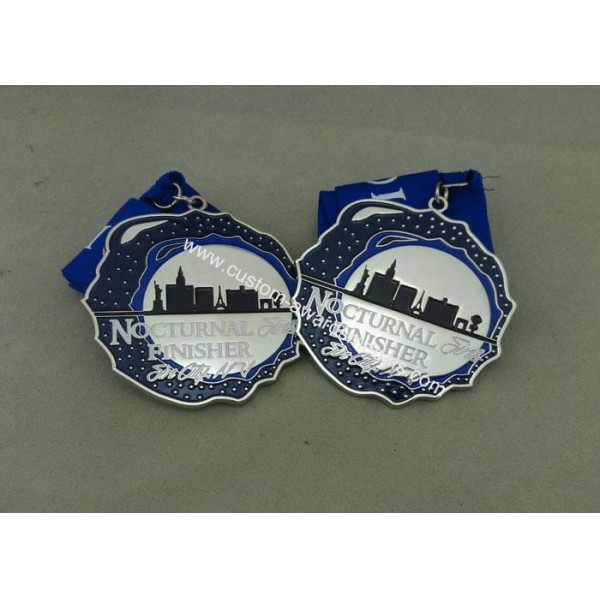 Quality Customized Silver Hard Enamel Medal With Zinc Alloy , Die Struck Medal For Running Sport for sale