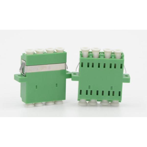 Quality LC APC Quad Fiber Optic Adapter SM Flangeless Green Color For Telecom Network for sale