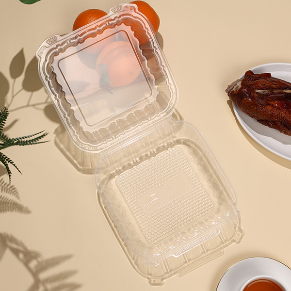 Quality 1650ml 59oz Transparent PP Hinged Lid Microwave Container 9.2''X9.5''X3'' for sale