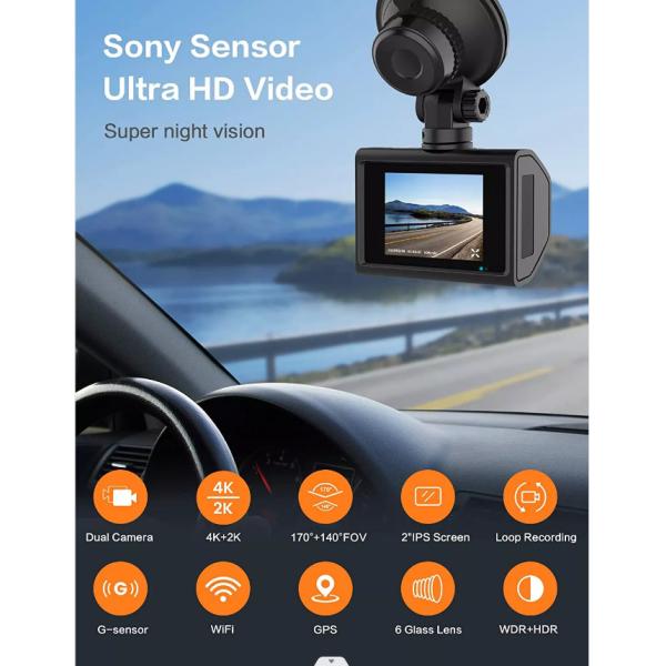 Quality Vehicle Security Dashboard Gps Tracking Dash Cam Rearview Mirror 4K IMX335 for sale