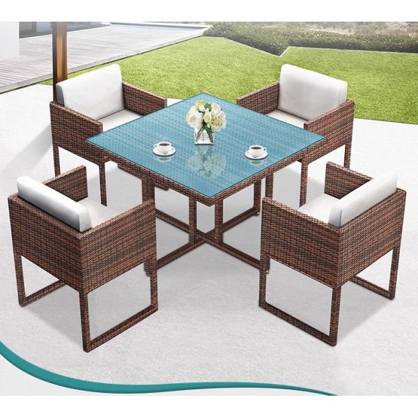 Quality 4 Seater Outdoor Dining Set Rattan Furniture Patio Rattan Dining Table Chair Set Wicker for sale