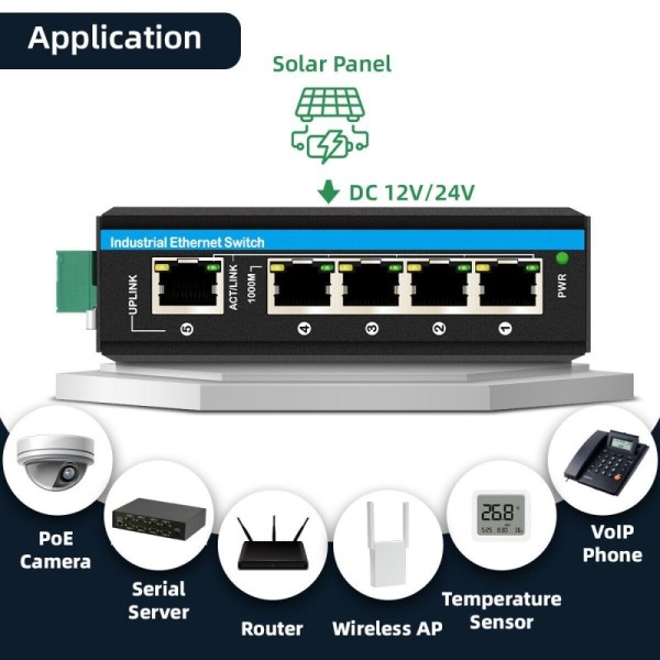 Quality Industrial Solar PoE Switch DC12-48V 240W Web Managed Network Switch for Cctv for sale