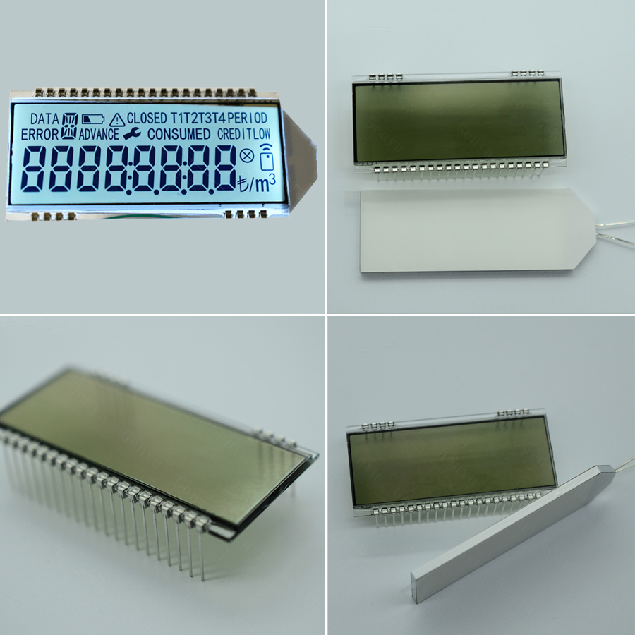Custom Size Lcd Screen 7 segment lcd display HTN blue with White backlight for water machine