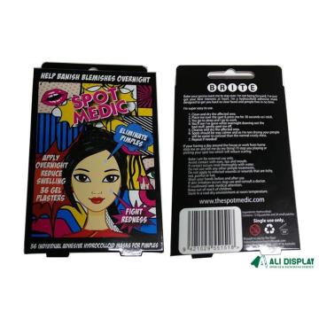 Small 150mm Cosmetic Packaging Boxes Paper Debossing Hanging Display