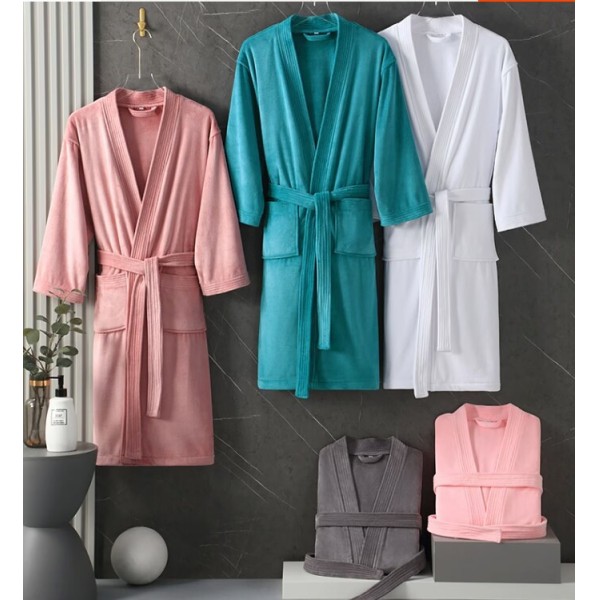 Quality Customized Logo Cotton Terry Bathrobe Comfortable 100% Cotton Hotel Bathrobe for sale