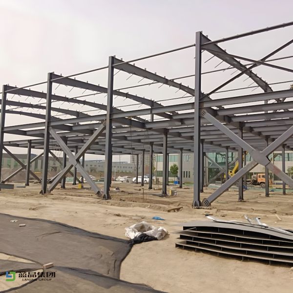 Quality CE Garage Workshop Buildings Rock Wool Panel Portal Frame Structure for sale