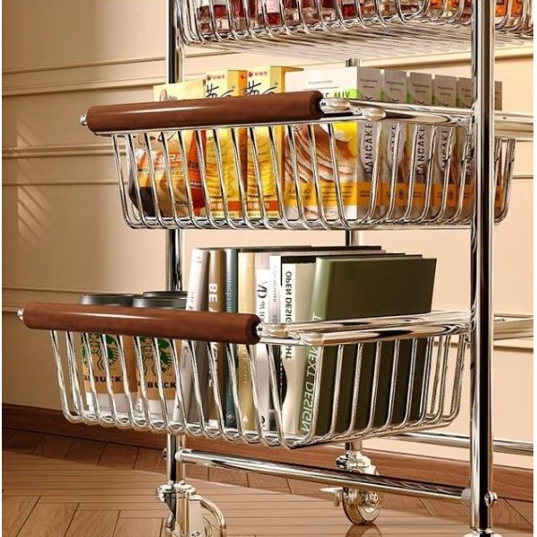 Quality Super load-bearing carbon steel family living room sofa area snack cart, with a pull-out basket design, making it convenient to take items for sale