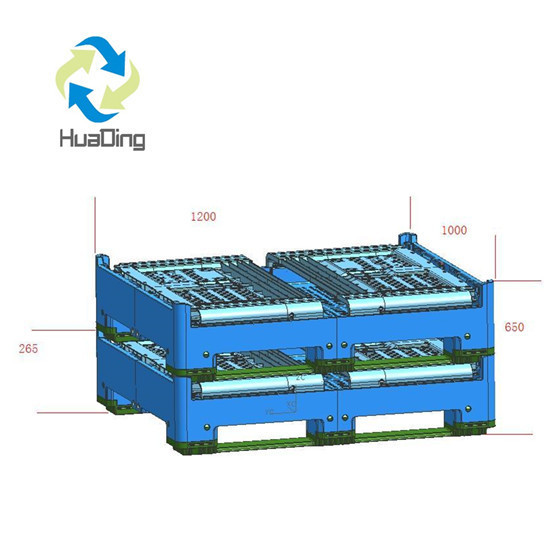 Quality HUADING Plastic Pallet Box Collapsible Container L1200*W1000*H760 mm for for sale