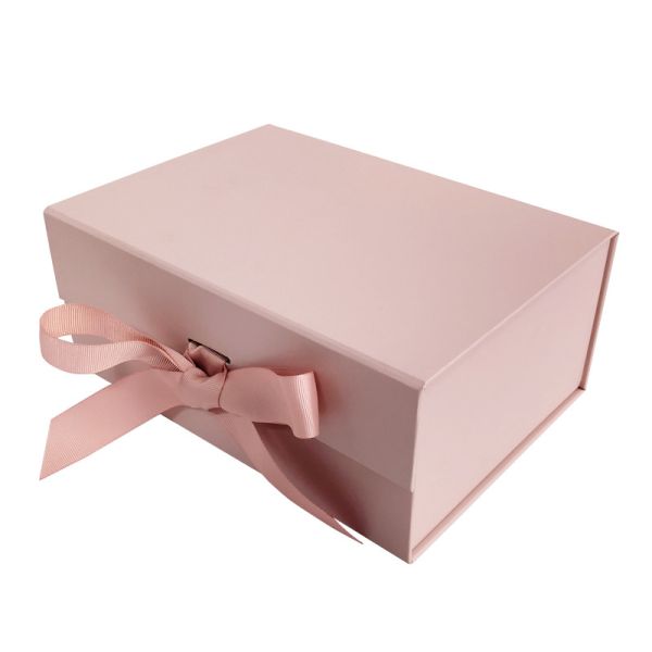 Quality Pink Magnetic C1S C2S Foldable Packaging Box With Ribbon Closure for sale