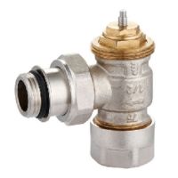 Quality Angled Thermostatic Radiator Valve 1/2'' With Adapter For 16mm PEX Pipe Nickel for sale