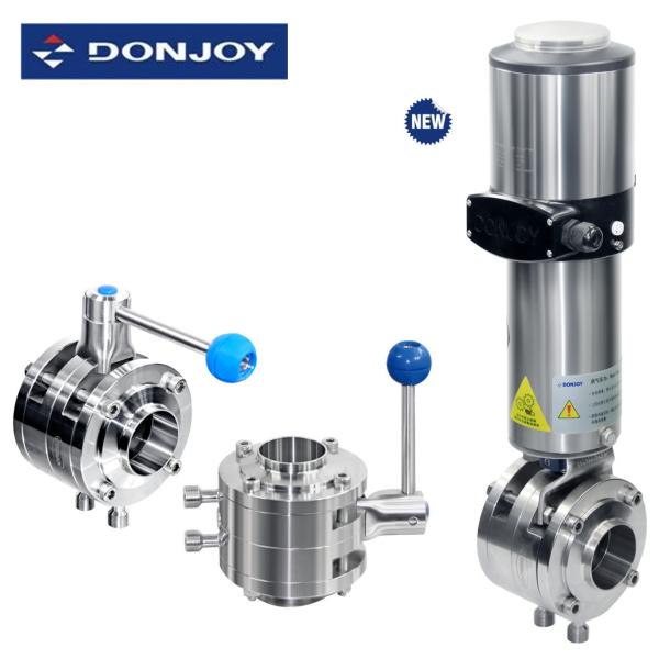 Quality Sanitary pneumatic threaded butterfly valves, Stainless Steel acutator valves for sale