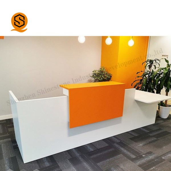 Quality Modified Acrylic Stone Regular Two Person Reception Desk Flame Resistant for sale