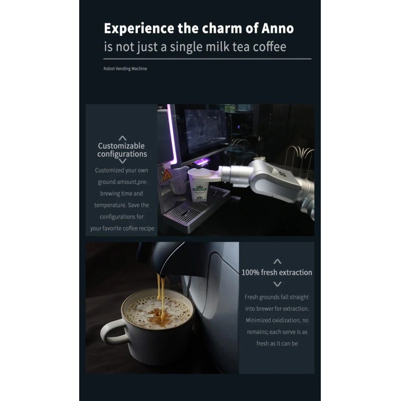 Automatic Coffee Robot Barista Fresh Brewed Coffee Milk Tea Vending Robot With Customizable Recipes