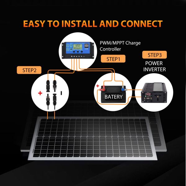 Quality 200w 400w 800w Solar Panel Kit 12v With Mounting Brackets Rv Caravan Camper Van for sale