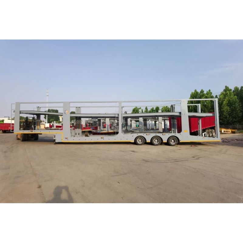 Detailed view of trailer loading ramp and deck structure