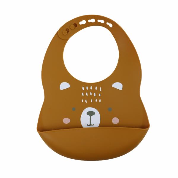 Quality Printing Animal Pattern Silicone Baby Bib Waterproof Antibacterial for sale