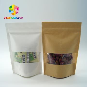 Quality Eco - Friendly Printed Paper Stand Up Pouches With Clear Window And Zipper for sale