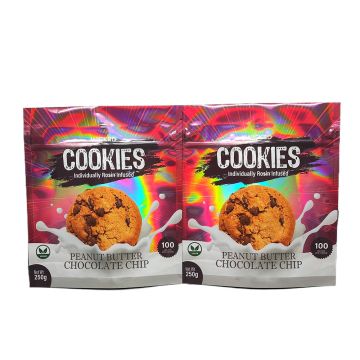 Quality Custom Holographic Stand Up Pouch Laser aluminium zipper pouch For Cookies for sale