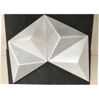 Quality Powder Coat Pearl White Commercial Ceiling Tiles , 3D Triangle Clip Floating for sale