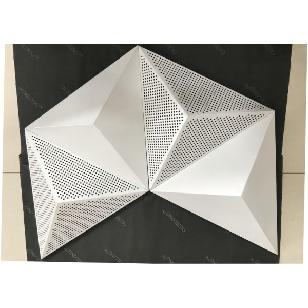 Quality Powder Coat Pearl White Commercial Ceiling Tiles , 3D Triangle Clip Floating Ceiling Tiles for sale