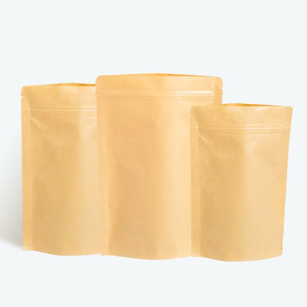 Quality Customizable Kraft Paper Stand-up Pouches With Lock For Food Packaging for sale