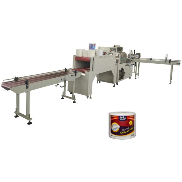 Quality Maxi Roll Kitchen Towel Paper Heat Shrinking Packing Machine With Labeling for sale