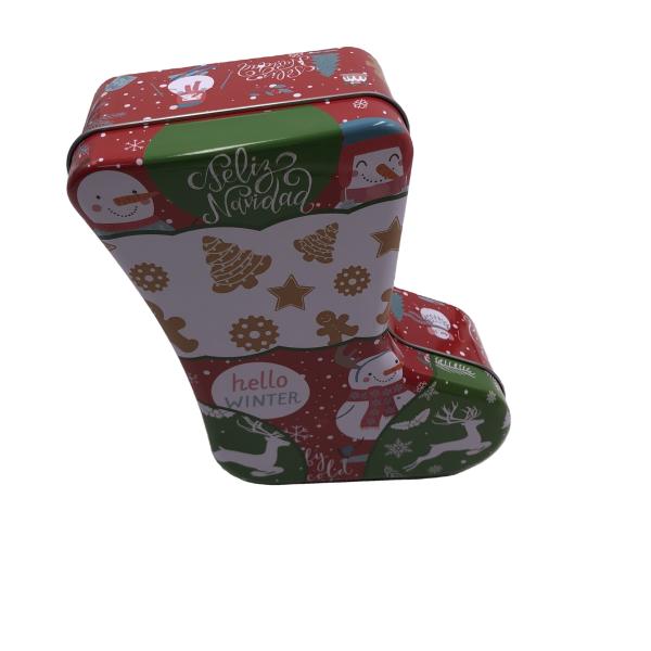 Quality Christmas Stocking Tins Gift Box Atlantic Tins Large Tin Food Storage Containers for sale