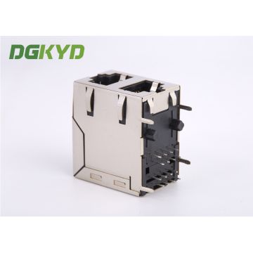 Quality 2x1 Modular Jack Stack Dual Port RJ45 Magnetics 100Mb Ethernet Connector for sale
