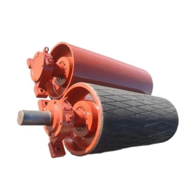 Quality Conveyor Belt Pulley with Herringbone Chevron Rubber Lagging for sale