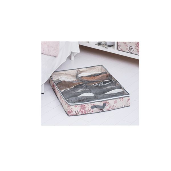 Quality Bloom Pattern Cozy Organizer , 12 Compartment Under The Bed Shoe Organizer for sale